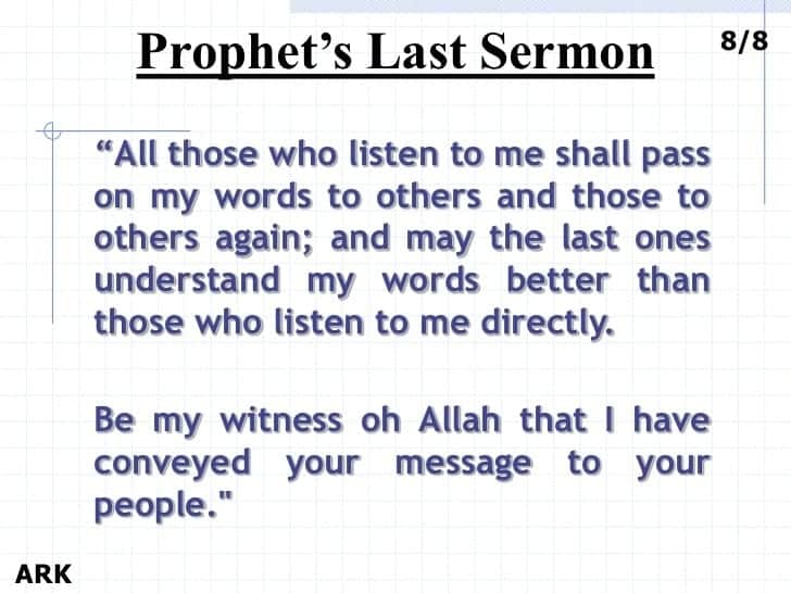 Quotes From The Last Sermon Of Prophet Muhammad (SAW)